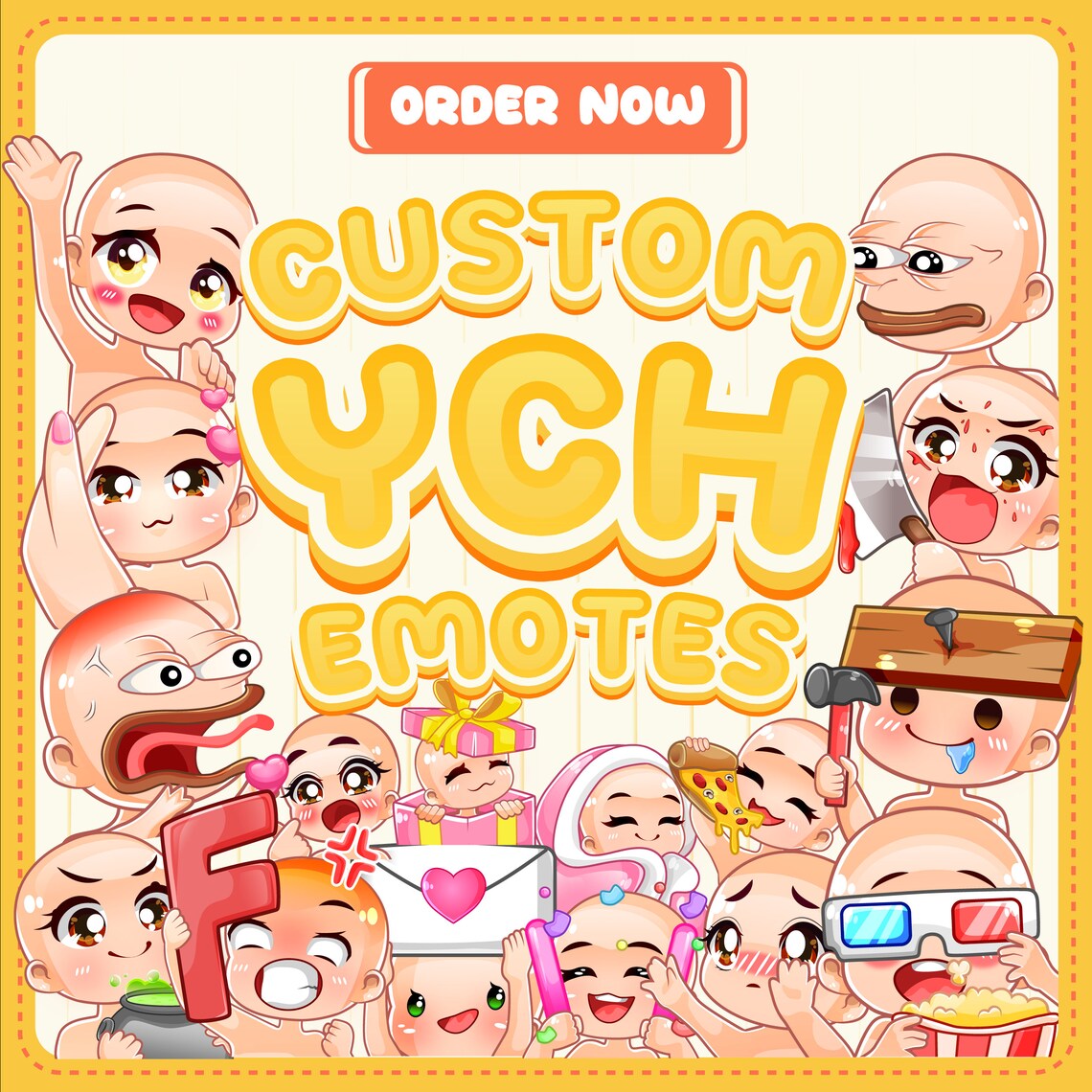 Custom Chibi Cute YCH Emotes, Custom Cute Emotes for Your Twitch or ...