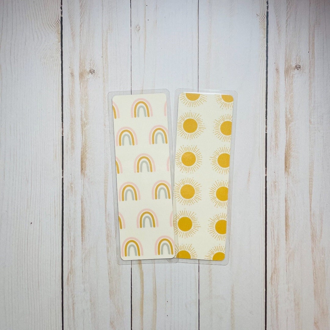 Neutral Boho Rainbow Bookmark Laminated Bookmark Double Sided - Etsy