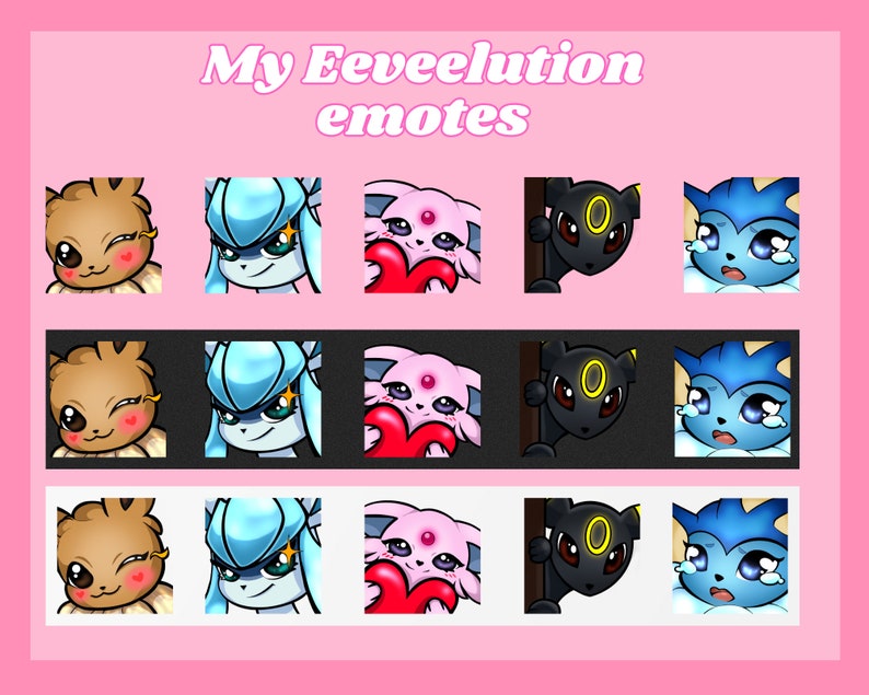 Twitch Discord Emote Eevee Glaceon Espeon Umbreon Vaporeon Wink Love ...