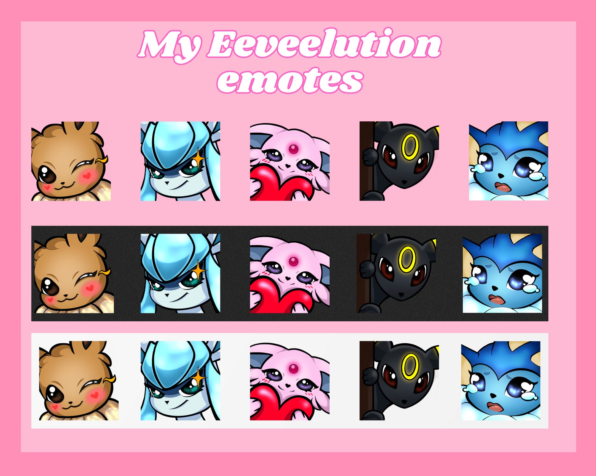 Kawaii Twitch Discord Emote Eevee Glaceon Espeon Umbreon Vaporeon Wink ...