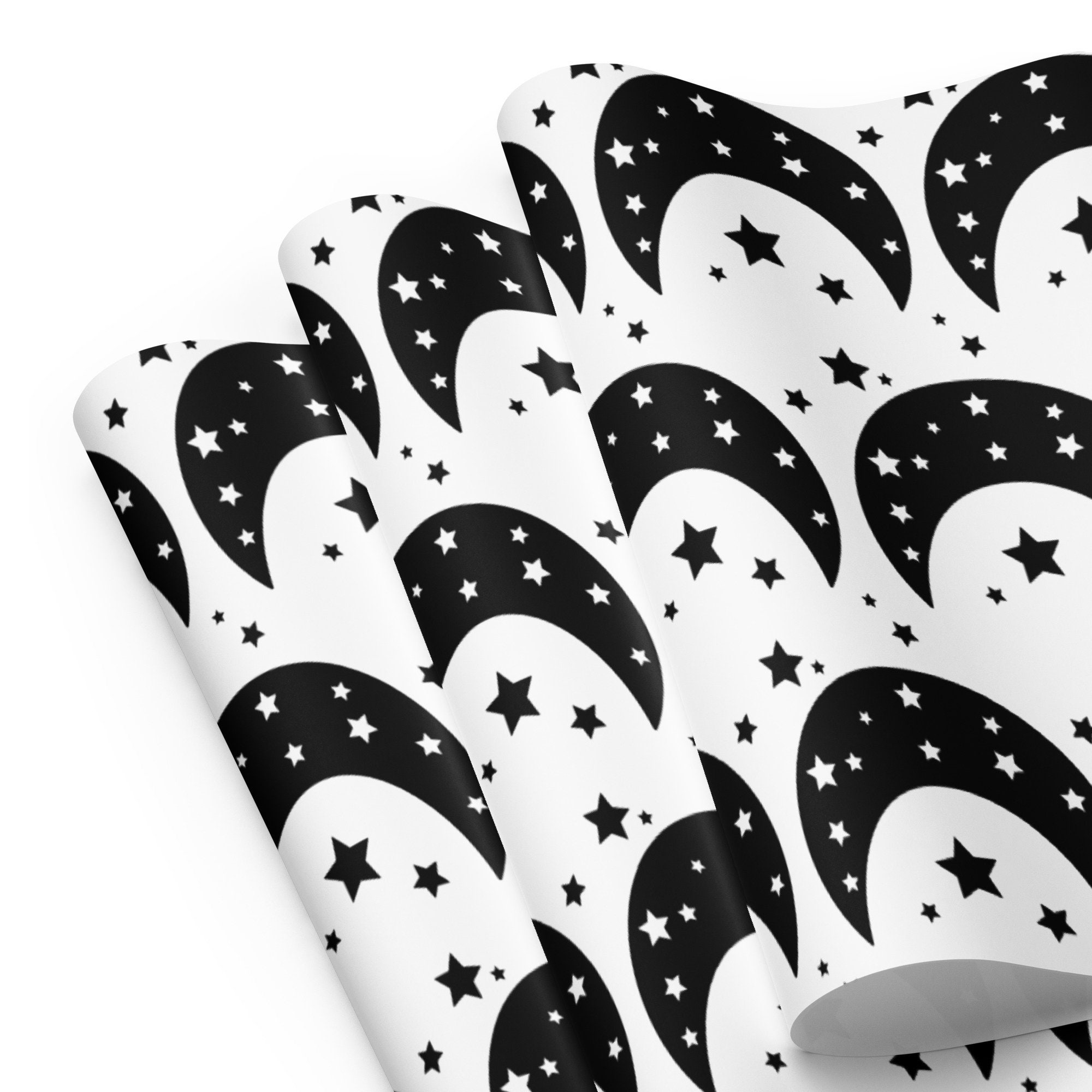 Crescent Moon Phase Wrapping Black & White Wrapping Paper - Etsy