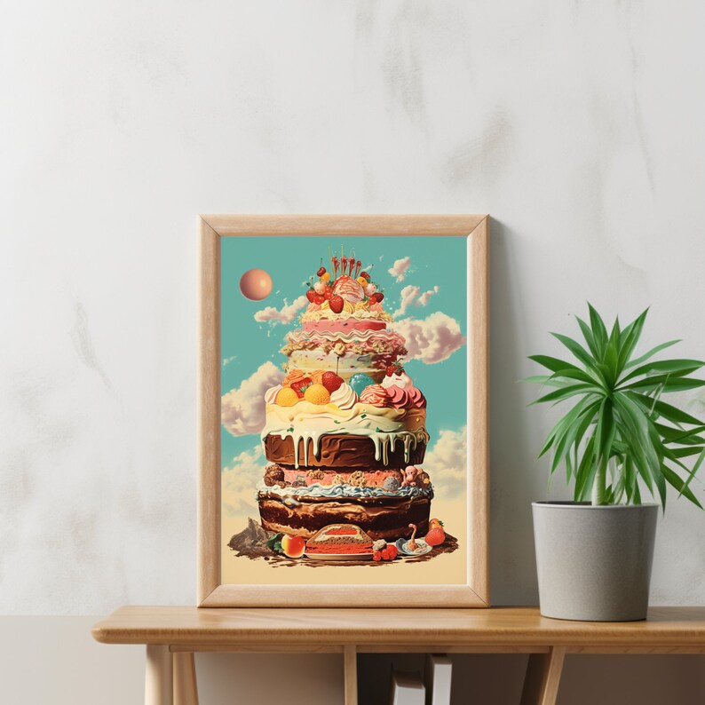 Massive Cake Surreal Vintage Collage Art Print Trippy - Etsy