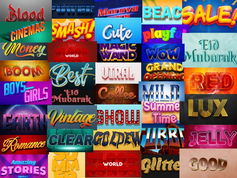 Ultimate Photoshop Text Effects Bundle: 1000+ Editable Psds for Luxury Titles & Posters - Etsy
