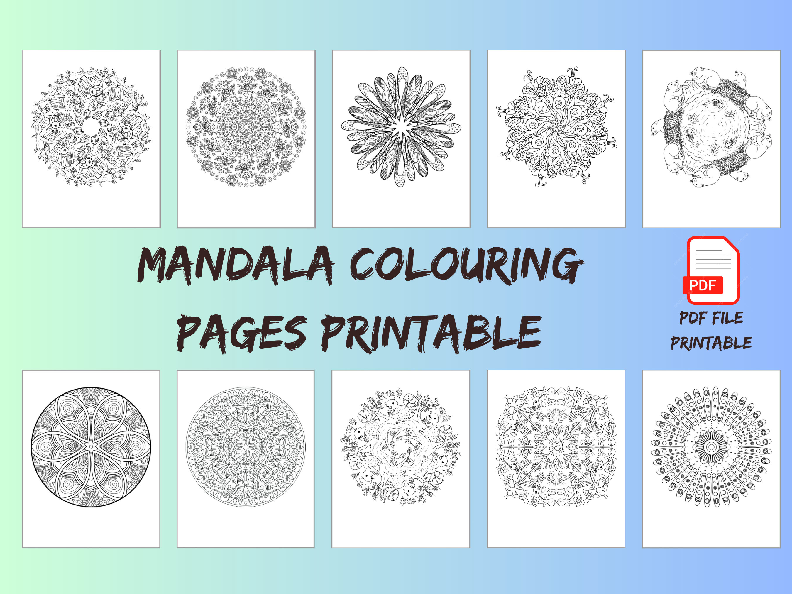 Relaxing Mandala Art Coloring Pages for Adults - Etsy