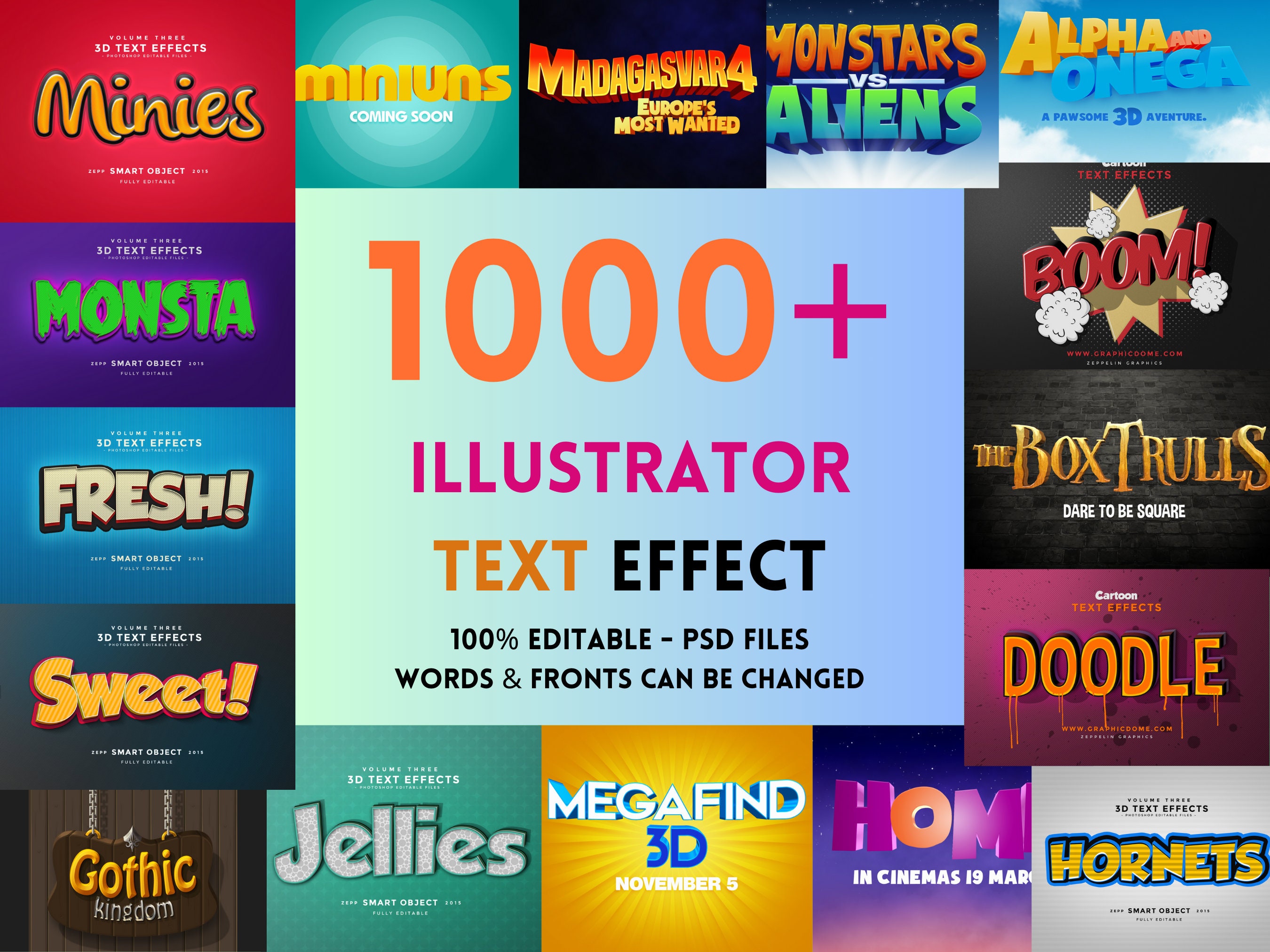Ultimate Photoshop Text Effects Bundle: 1000+ Editable Psds for Luxury Titles & Posters - Etsy