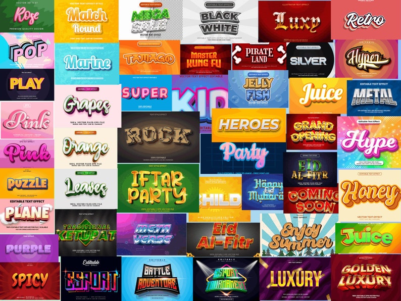 Illustrator Text Effects Bundle - 250+ Premium Effects - Instant ...