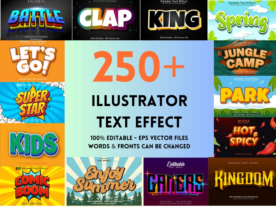 Illustrator Text Effects Bundle - 250+ Premium Effects - Instant ...
