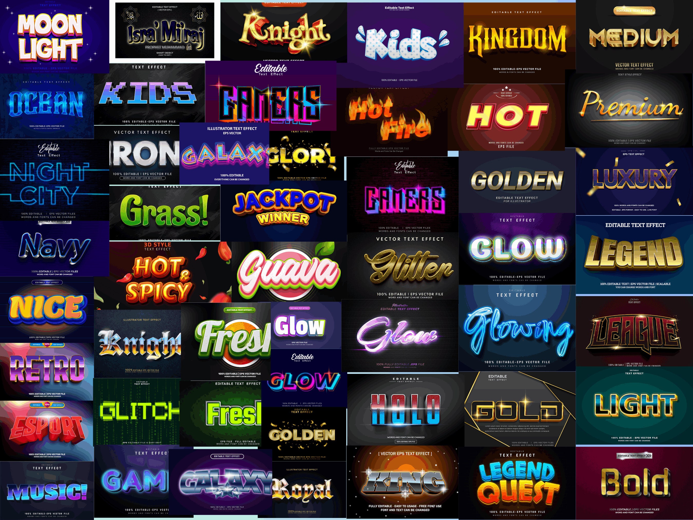 Illustrator Text Effects Bundle - 250+ Premium Effects - Instant Download - Etsy