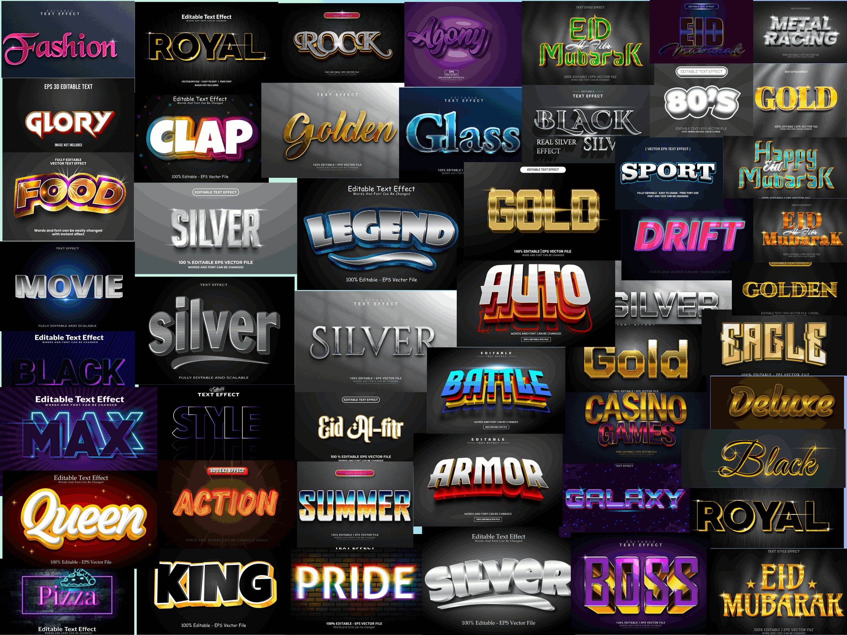Illustrator Text Effects Bundle - 250+ Premium Effects - Instant ...