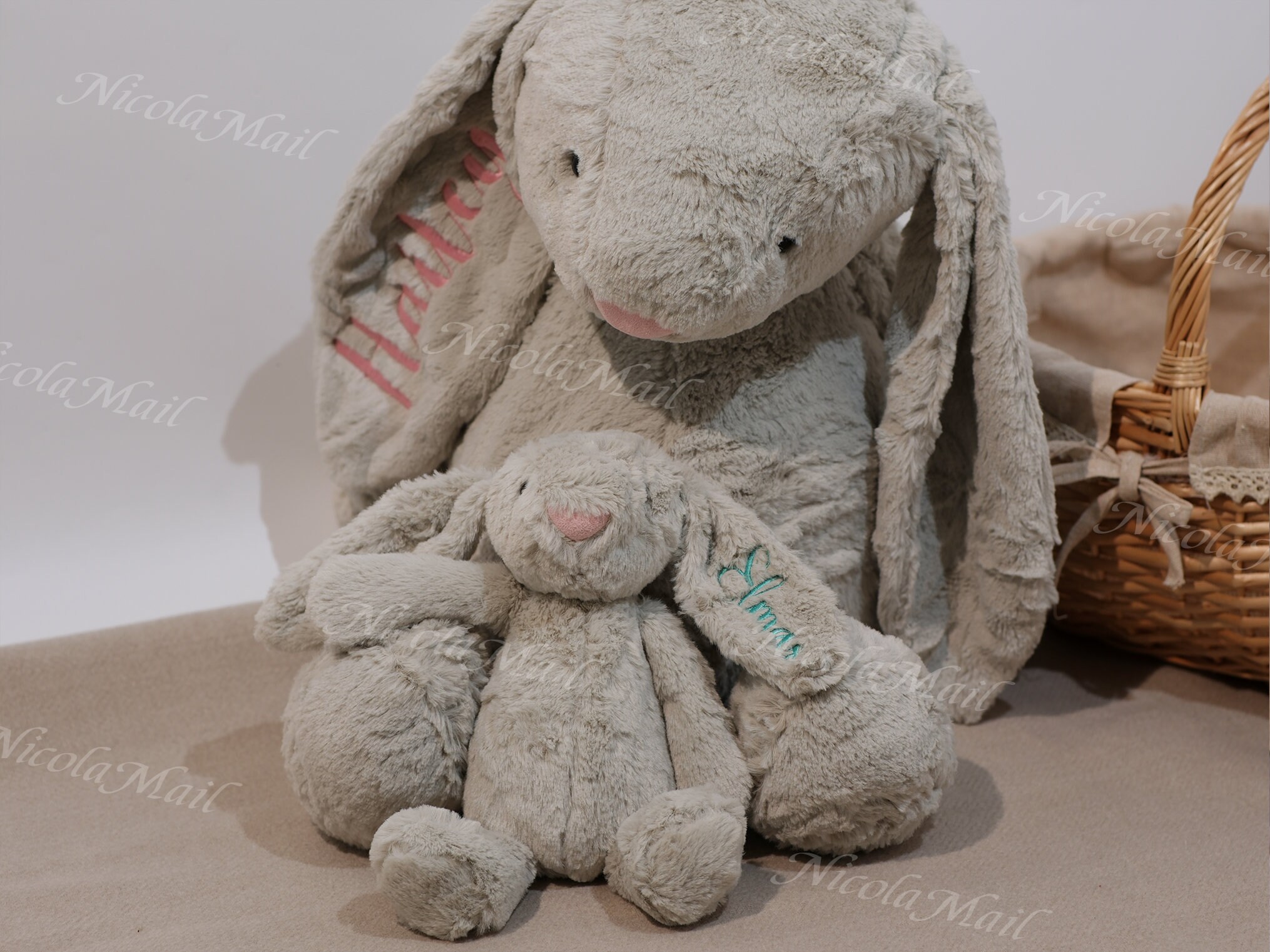 Personalized Plush Bunny Rabbit Baby Shower Present Custom Embroidered ...