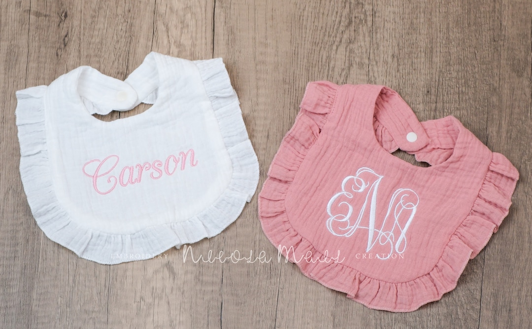 Customized Baby Girl Bib With Embroidery Personalized Monogrammed Bib ...