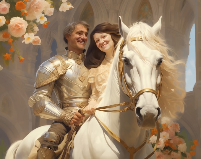 Custom Royal Couple Portrait From Picture, Custom Royal Family Portrait, Birthday Gift, Princes ...