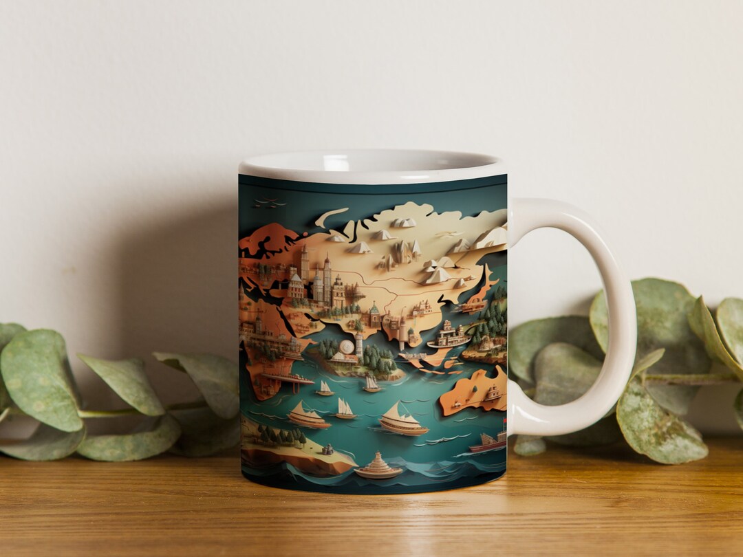 World Map Coffee Mug, World Map Coffee, Continents Coffee Mug ...