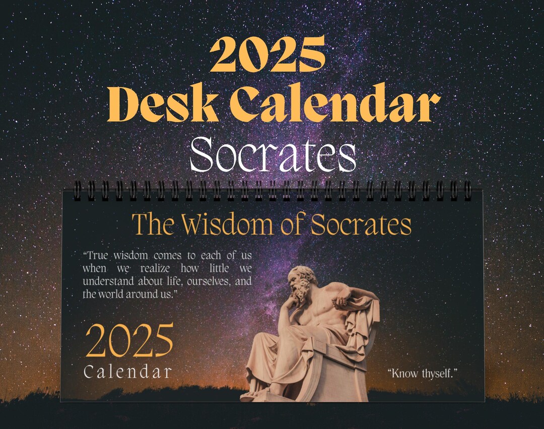 2025 Desktop Calendar Socrates, Motivational Desk Decor, Quote Calendar ...