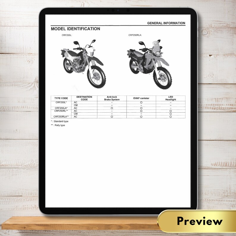 Honda Service Manual CRF250 CRF250L CR250LA CRF250LR CR250LRA 2017 2018 ...