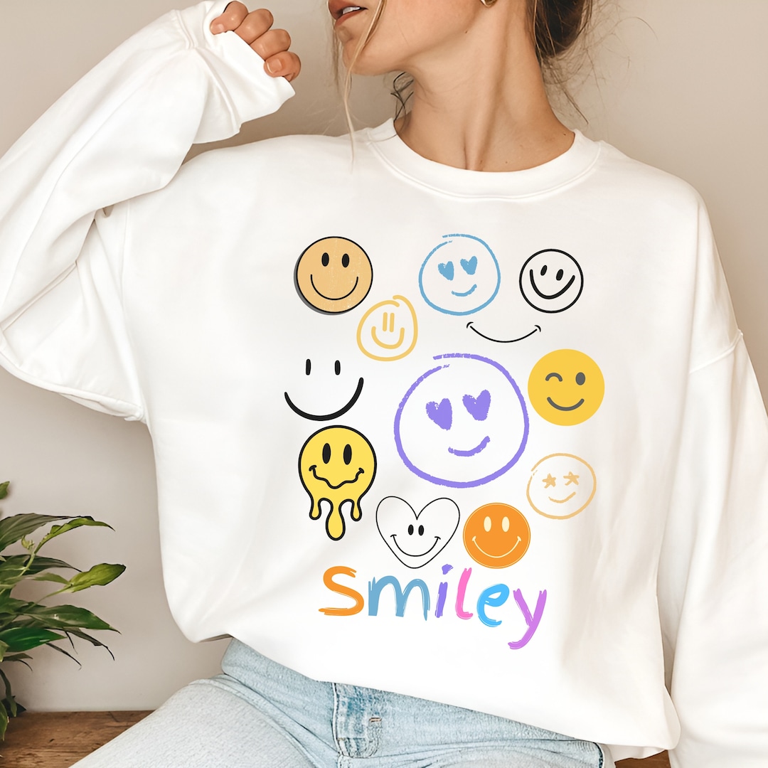 Smiley Sweatshirt, Loose Fit Sweatshirt, Smile Face Sweatshirt for ...