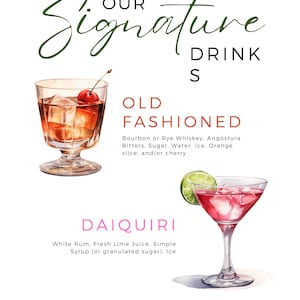 Signature Drinks Sign - Etsy
