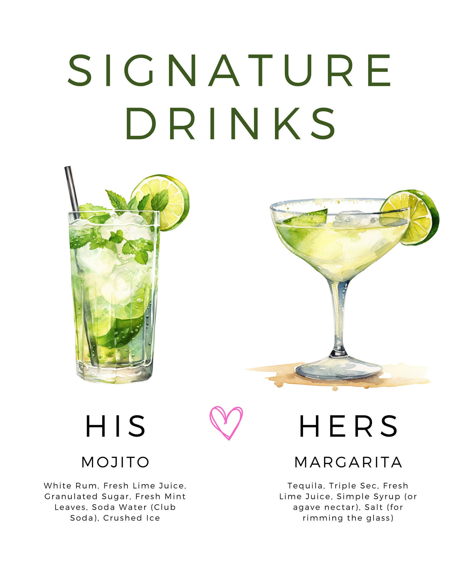 Signature Drinks Sign - Etsy