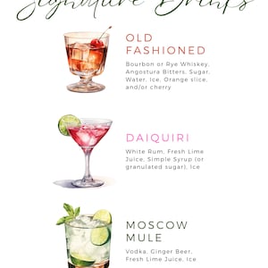 Signature Drinks Sign - Etsy