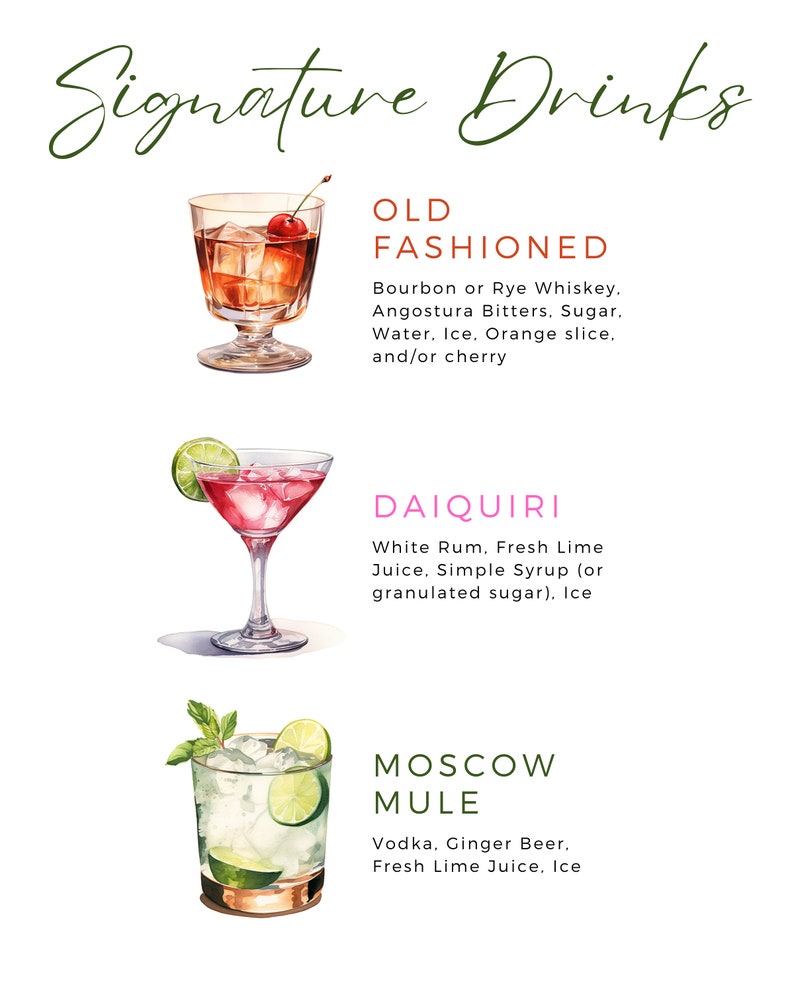 Signature Drinks Sign - Etsy