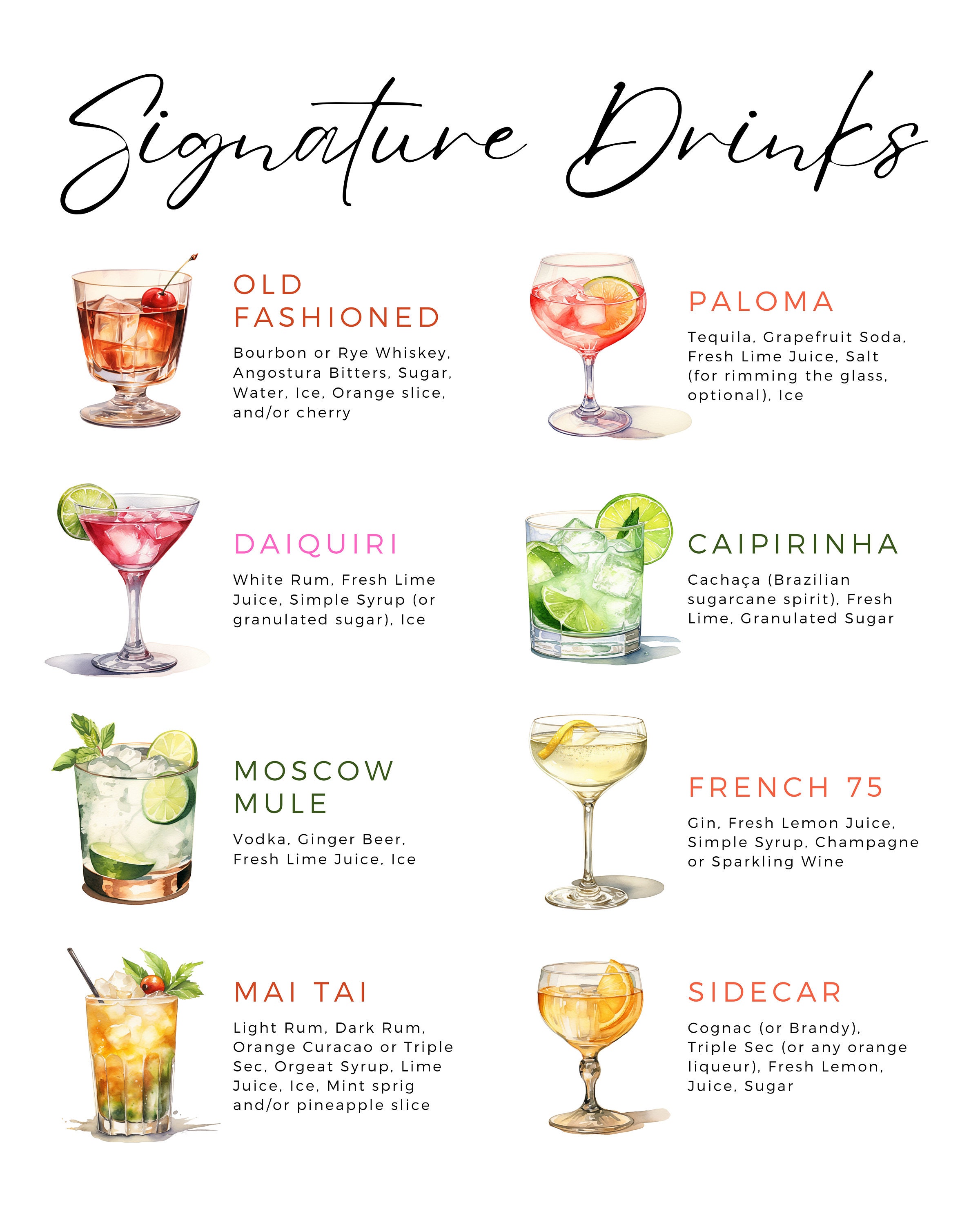 Signature Drinks Sign - Etsy