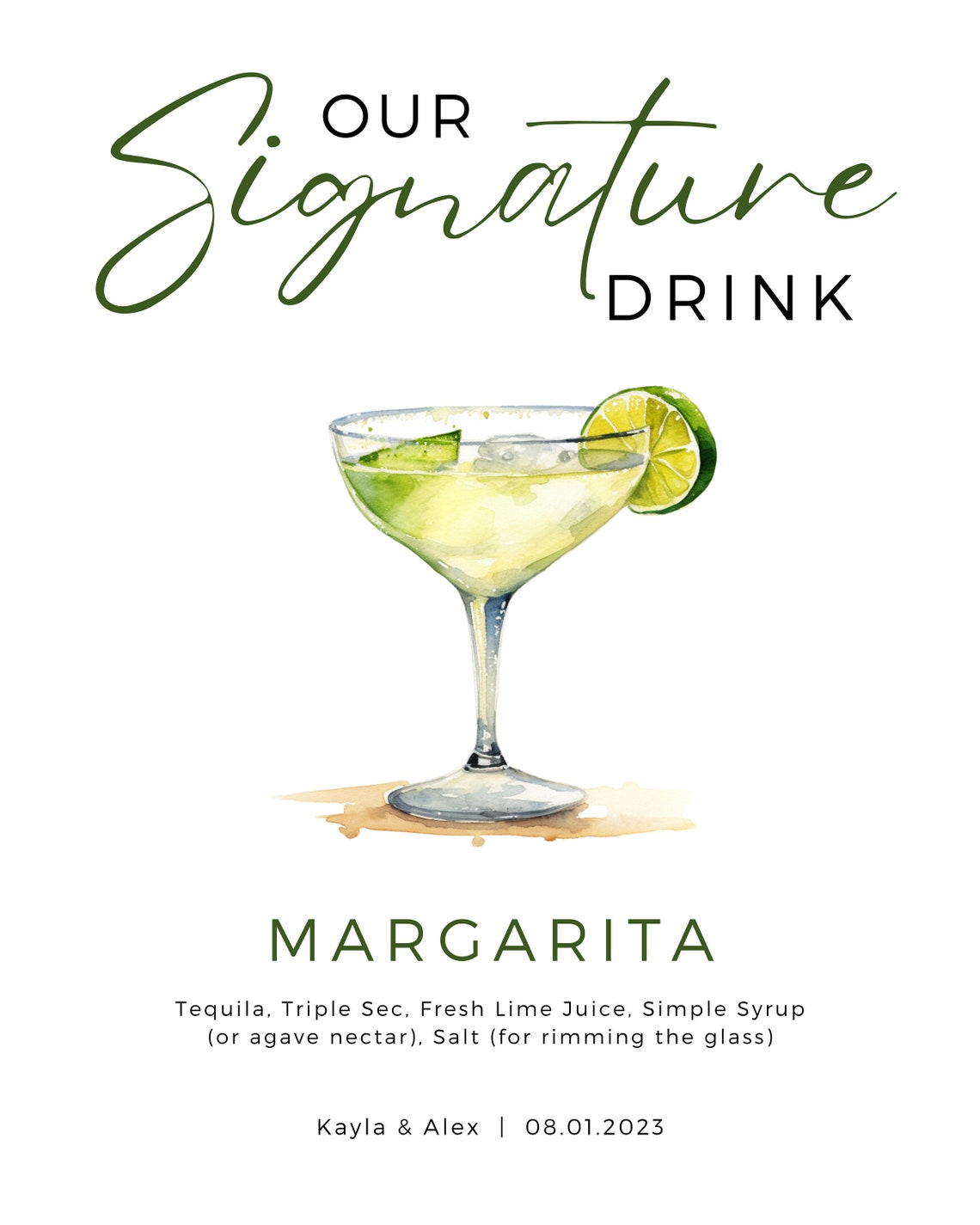Signature Drinks Sign Template - Etsy