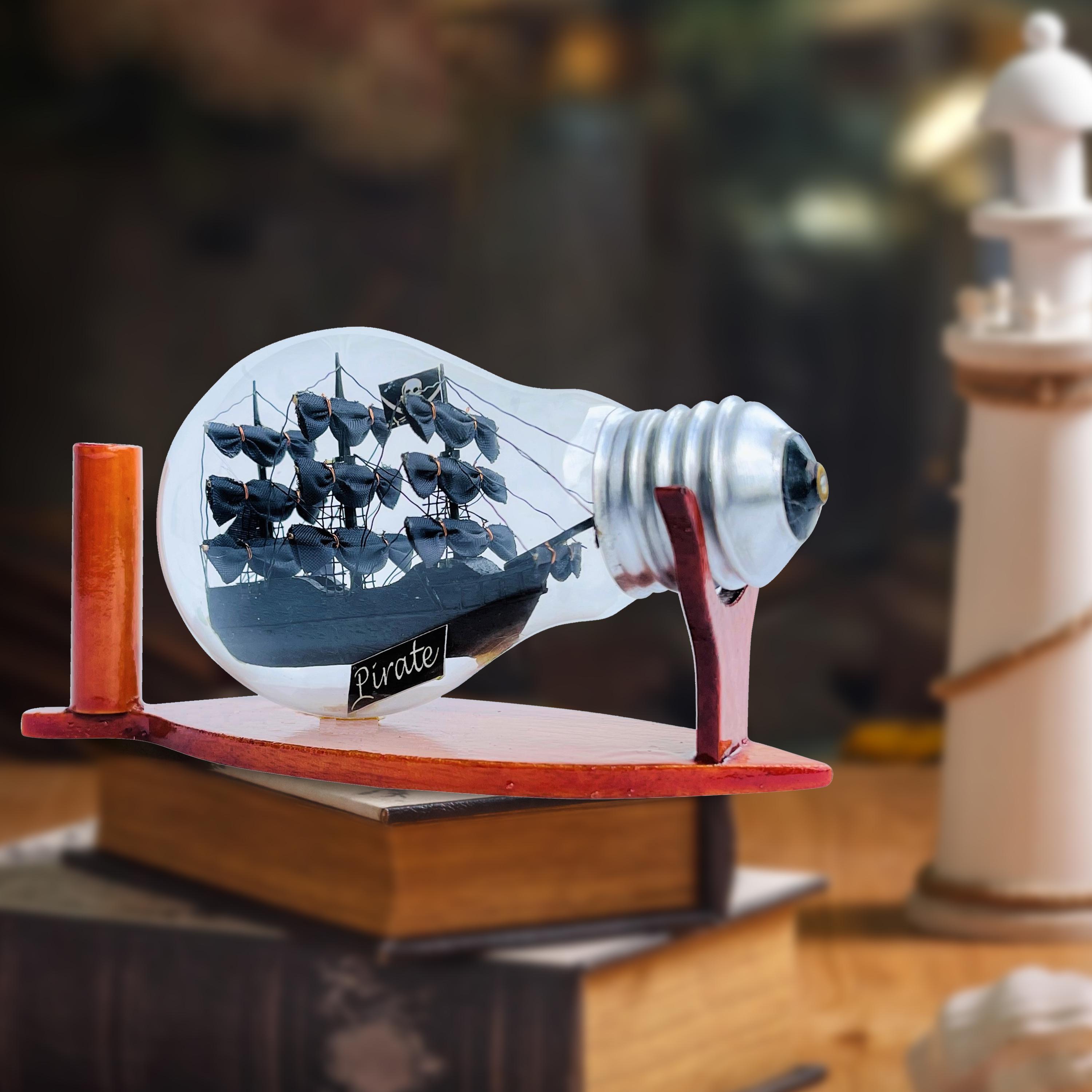 Black Pearl Pirate Ship in a Bottle: Handmade Nautical Decor - Etsy