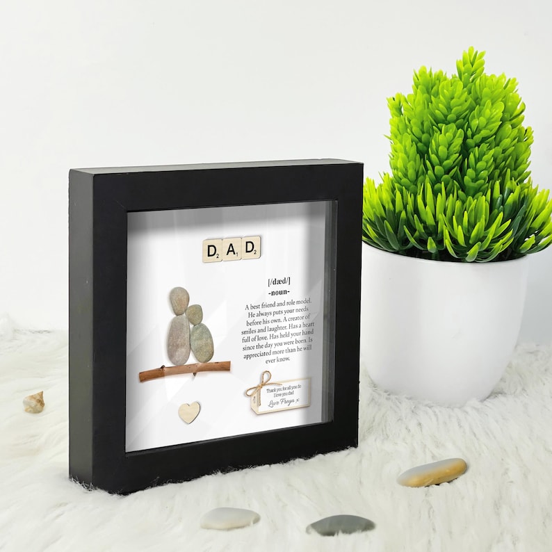 Personalized Father's Day Pebble Frame: Dad Birthday Gift, Scrabble Art ...