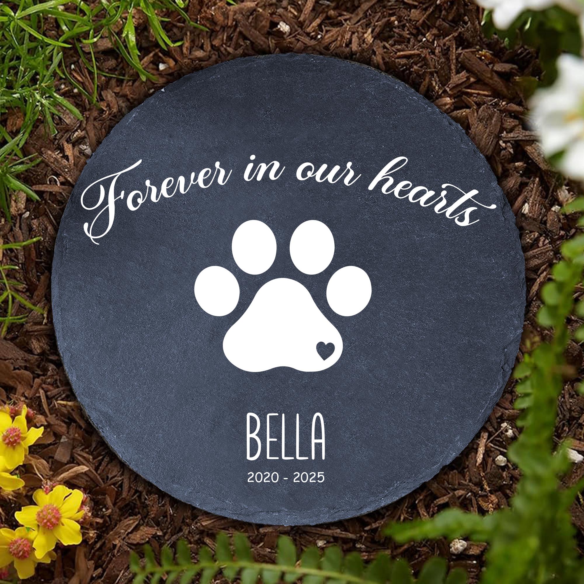 Engraved Pet Memorial Stone: Custom Garden Grave Marker, Heart/round - Etsy