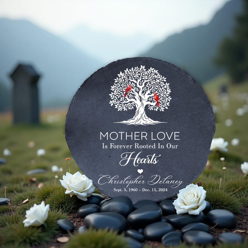 Memorial Stone Personalized,tree Cardinal Memorial Garden Stone ...