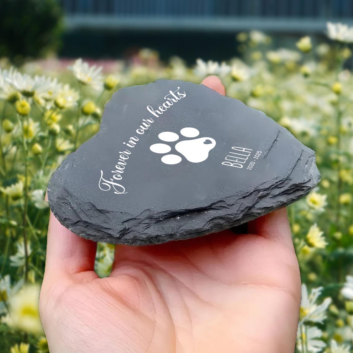 Engraved Pet Memorial Stone: Custom Garden Grave Marker, Heart/round - Etsy