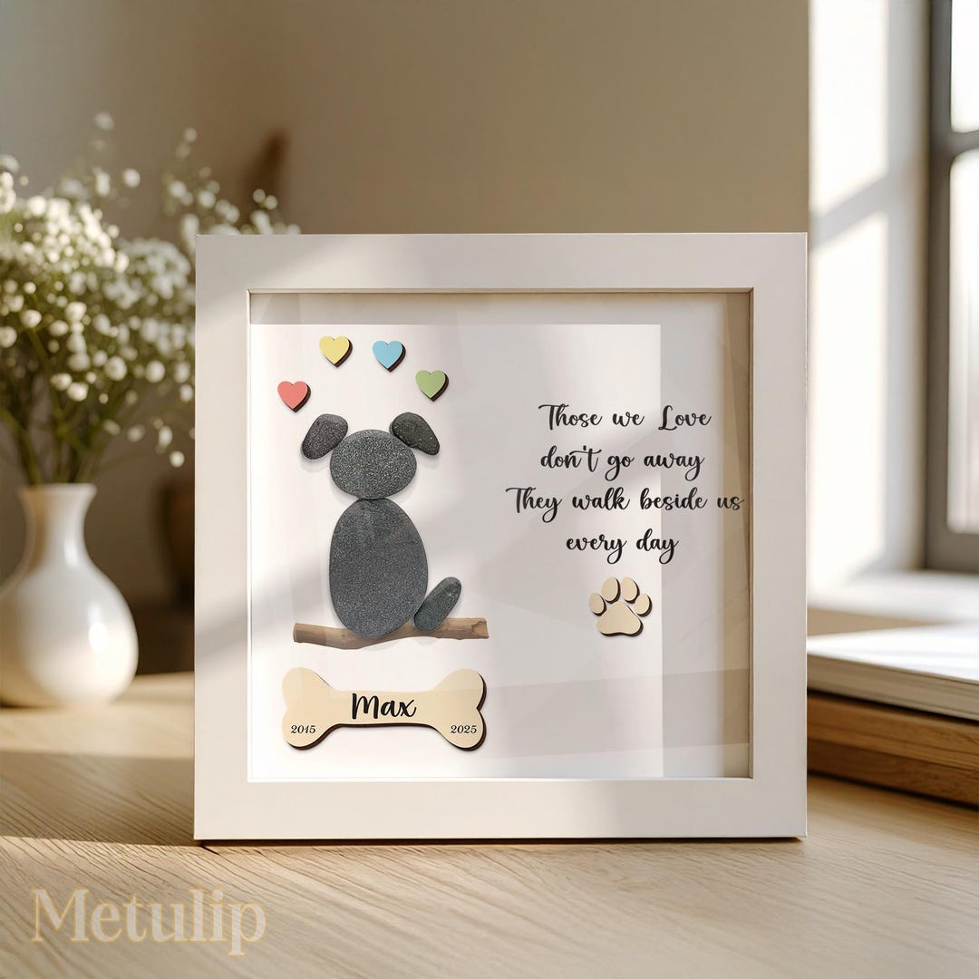 Personalized Pet Memorial Pebble Art Frame,dog Cat Loss Gift,pet ...