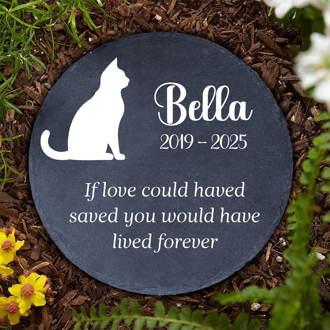 Engraved Slate Cat Memorial Stone: Heart or Round Pet Loss Gift - Etsy