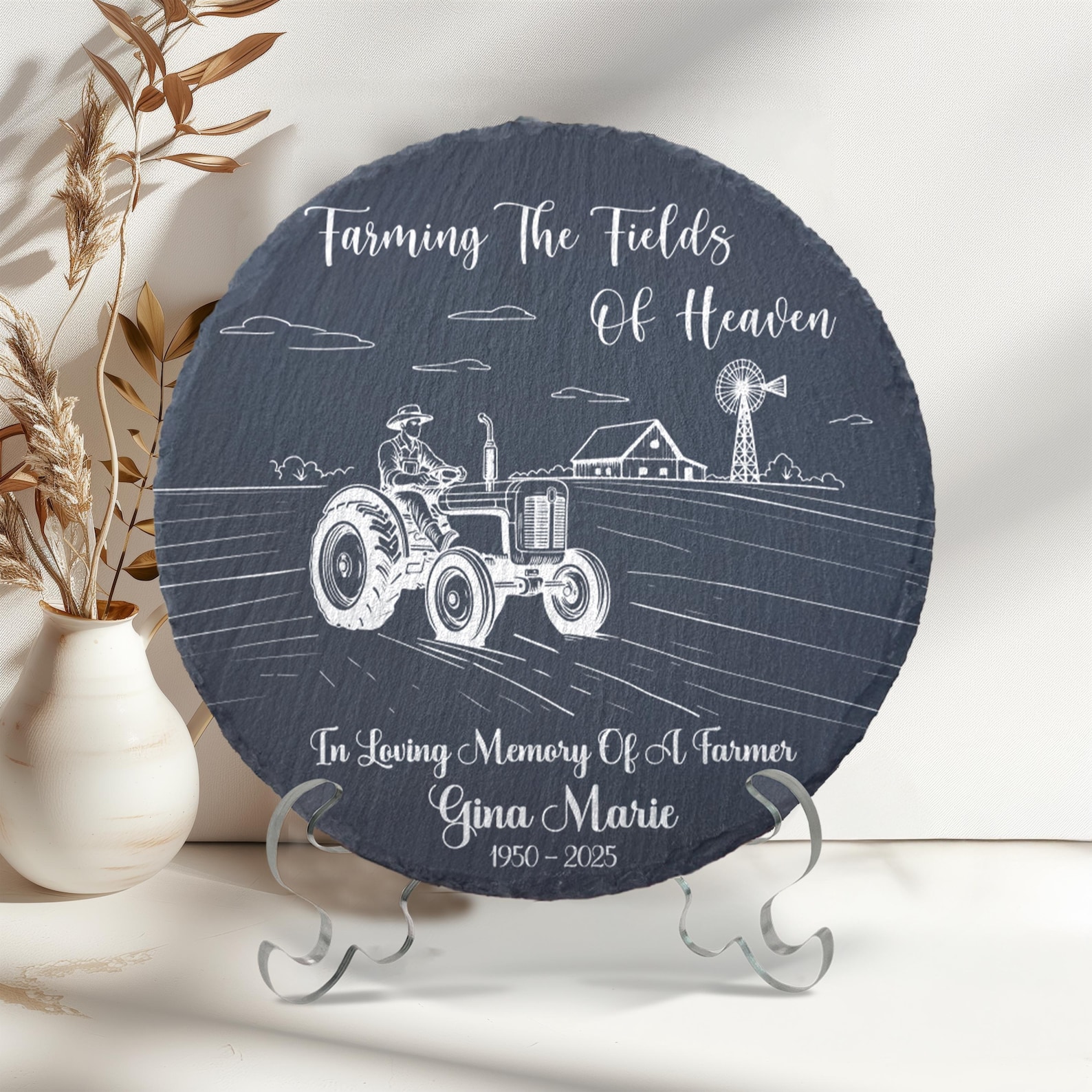 Personalized Farmer Memorial Stone: Slate Garden Grave Marker - Etsy