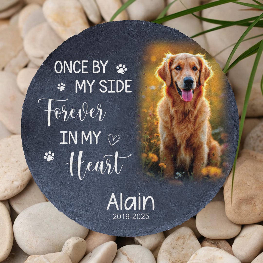 Personalized Pet Memorial Stone: Engraved Heart/round Grave Marker - Etsy