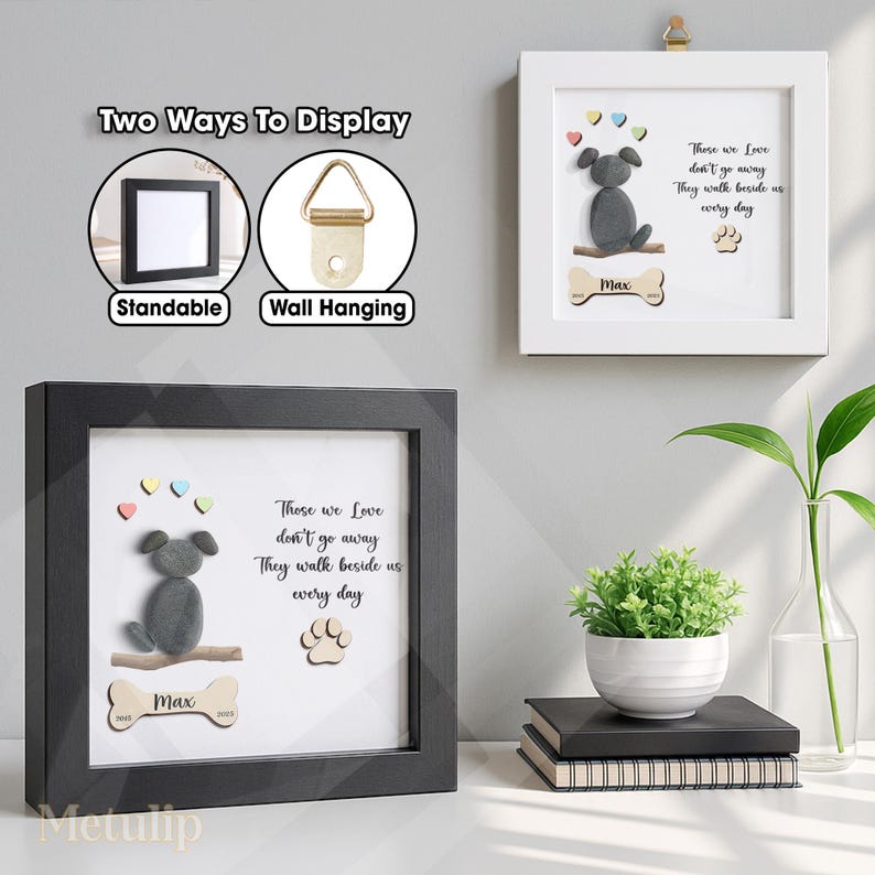 Personalized Pet Memorial Pebble Art Frame,dog Cat Loss Gift,pet ...