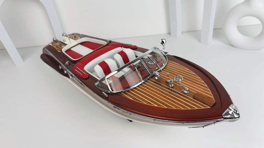 Wooden Red Riva Aquarama 21'' 53cm, Italian Speed Boat Red/white Seat ...