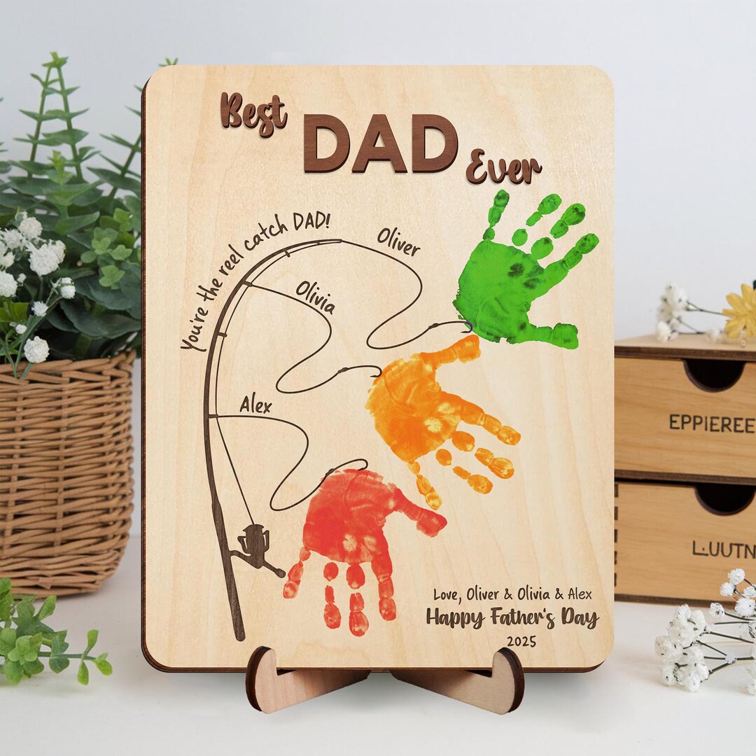 Personalized Fishing Handprint for Dad,diy Handprint Sign,fishing ...