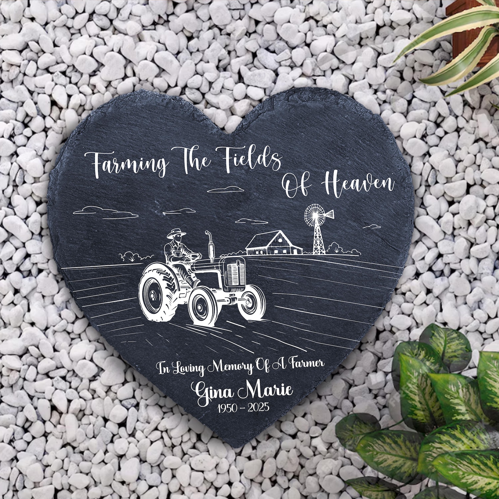 Personalized Farmer Memorial Stone: Slate Garden Grave Marker - Etsy