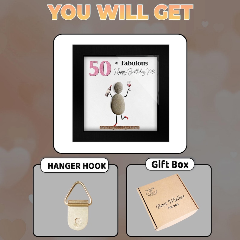 Personalised Unique Birthday Gift for Her, Pebble Picture Art for Women ...