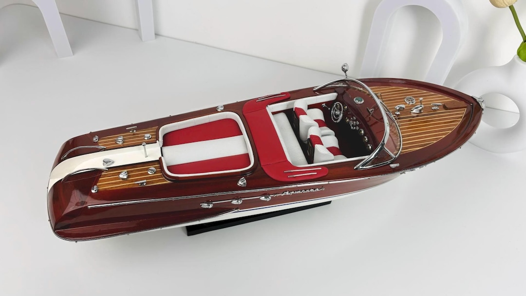 Handcrafted Riva Aquarama Wooden Model Boat: Italian Speedboat Decor ...