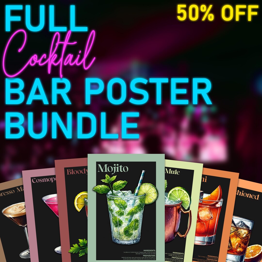 Bar Cocktail Poster Signs, Bar Wall Art Decor, Bar Signs, Mixed Drink ...