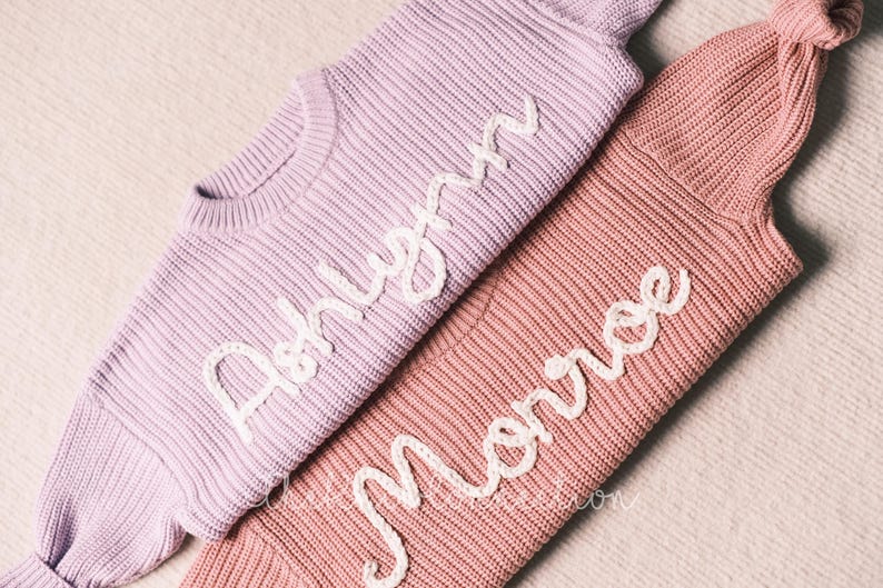 Baby Girl's Custom Knit Sweater: Unique Embroidery and Monogram – A ...