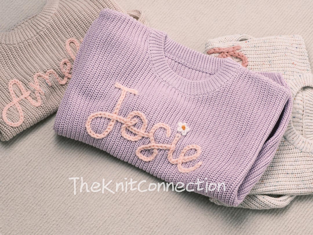 Custom Baby Name Sweater: Embroidered Knit Sweatshirt for Toddlers ...