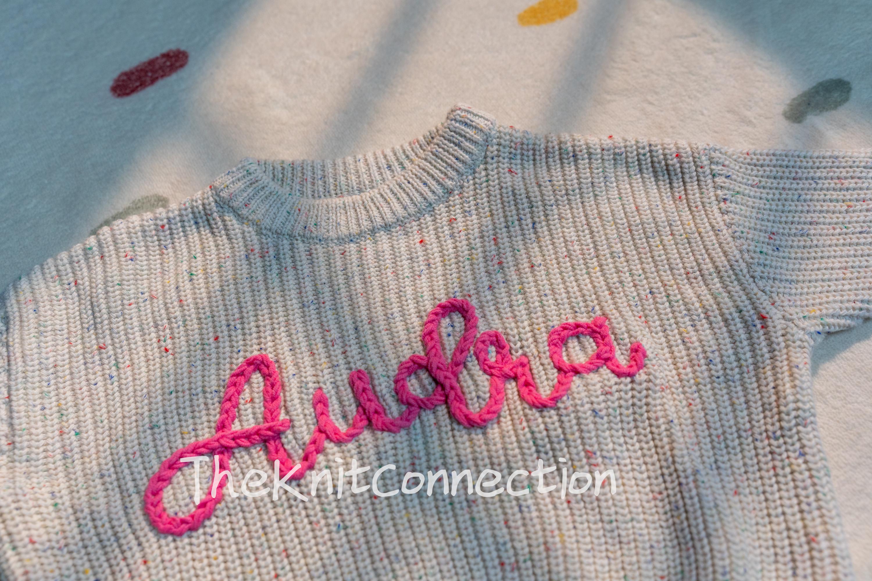 Hand Embroidered Baby Name Sweater: Custom Wool Monogram - Etsy