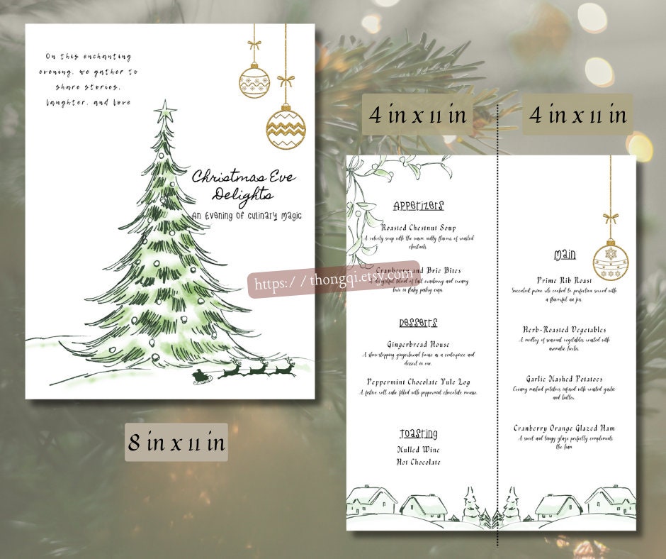 Christmas Dinner Printable Menu Template - Etsy