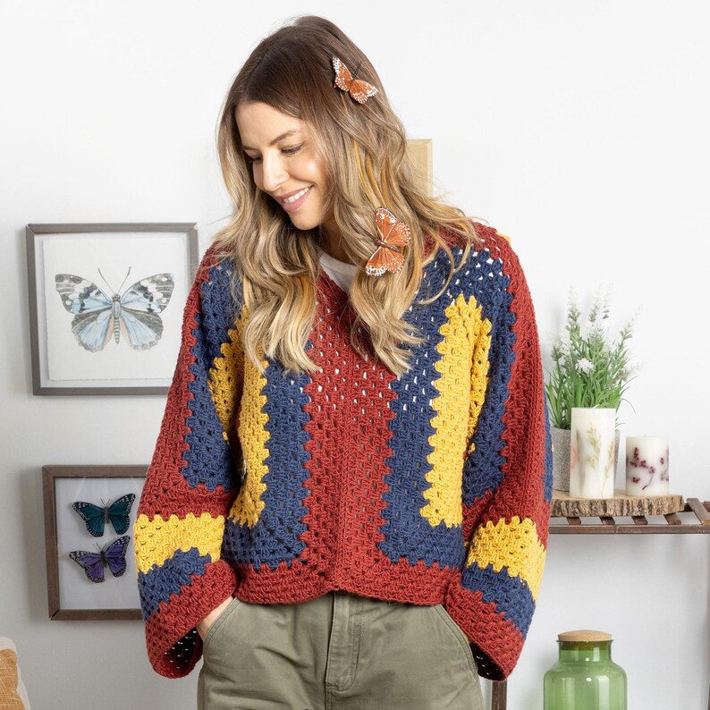 Crochet Pattern PDF / Chunky Crochet Cardigan, Easy Crochet Colorblock ...