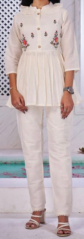 Khadi Cotton Co-ord Set, Embroidery and Hand Work, Khadi Cotton Fabric ...