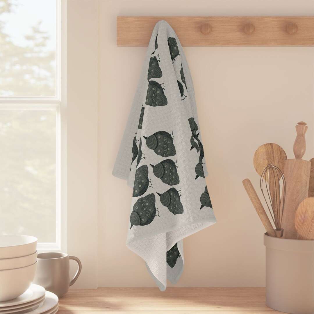 Pastel Blue Folklore Birds Microfiber Tea Towel - Etsy