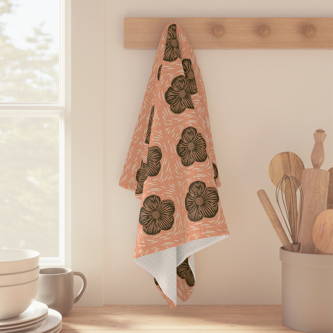Pastel Pink Floral Folklore Microfiber Tea Towel - Etsy
